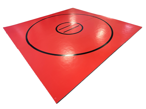 Clearance 12' x 12' x 1 3/8" Roll-Up Wrestling Mat -Red Mat with Black ...