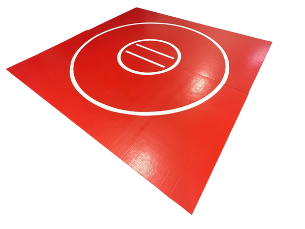 Clearance 10' x 10' x 1 3/8" Roll-Up Wrestling Mat - Red Mat with Whit ...
